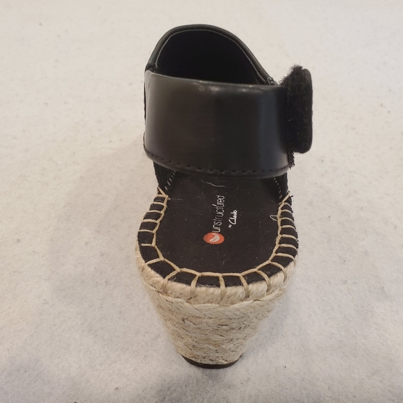 Clarks | Shoes | Clarks Sandals Black Leather Slingbacks Wedges | Poshmark